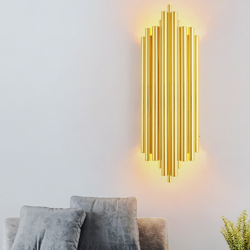 Aisle Golden Metal Tube Led Wall Light | Decorar.co.uk